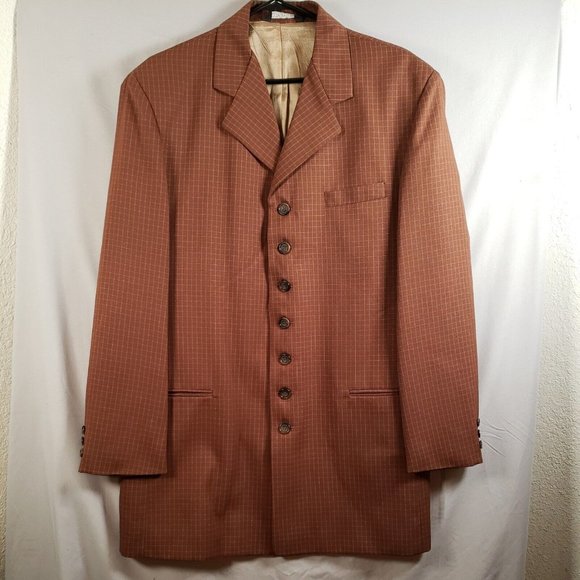 Falcone | Jackets & Coats | Vtg Falcone Mens Brown Checkered Print Full ...